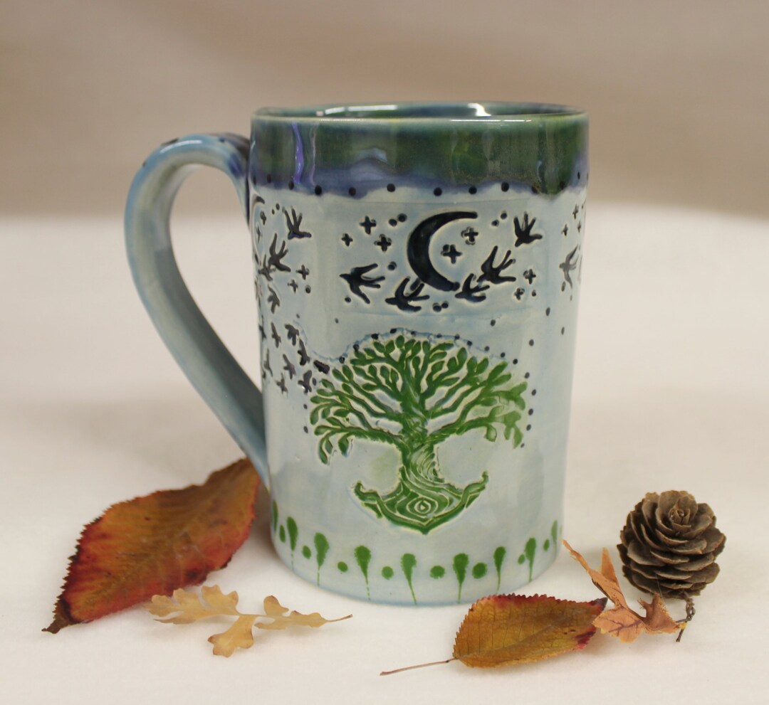 Ancient Tree of Life Under Swallow Migration Coffee Mug, Handmade ...