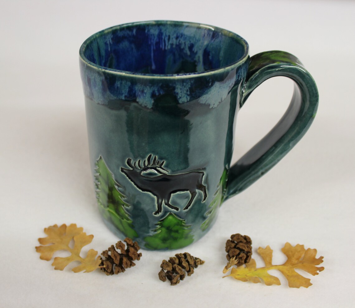 Bull Elk in the Forest Extra Large Ceramic Stoneware Mug - Etsy