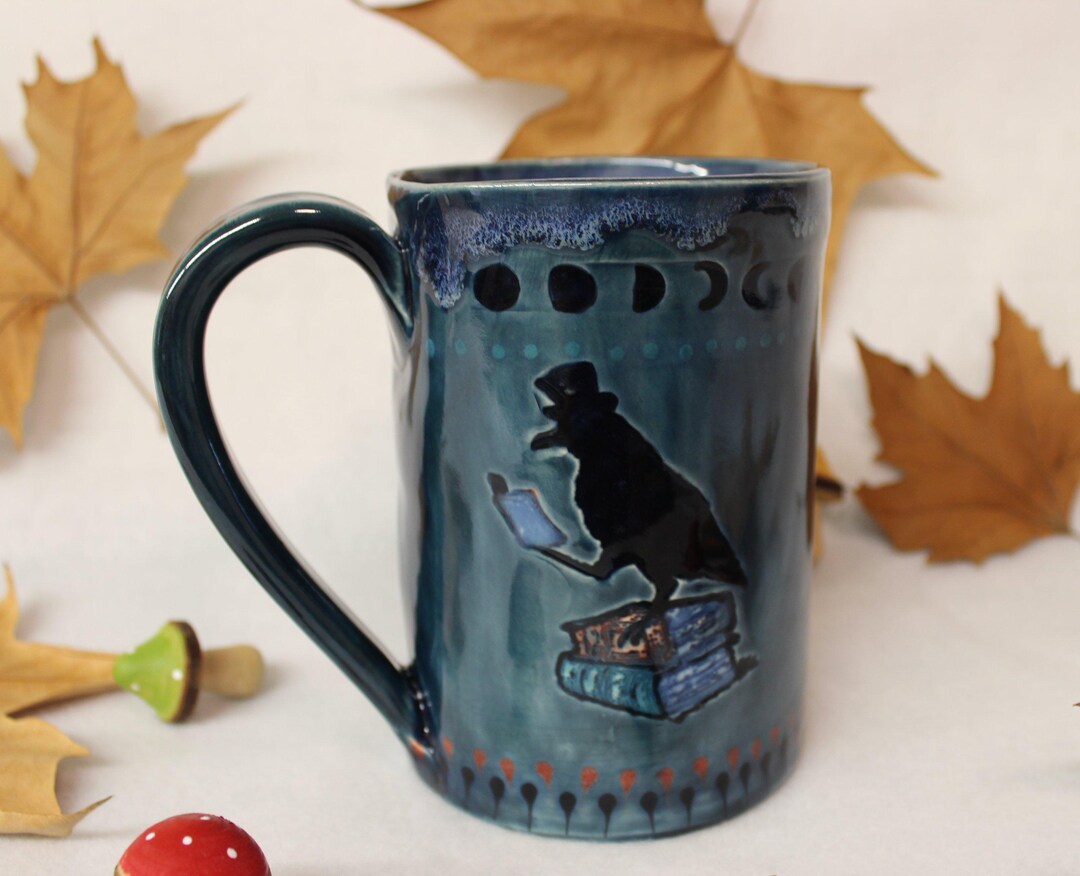 Wise Old Crow Extra Large Ceramic Mug, Handmade Stoneware Pottery - Etsy