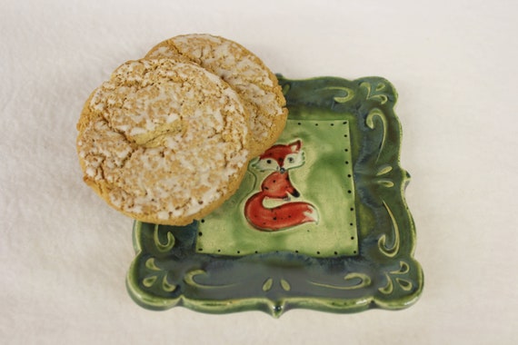 Tiny Red Fox Ceramic Spoon Rest Ring Holder Tapas Plate | Etsy