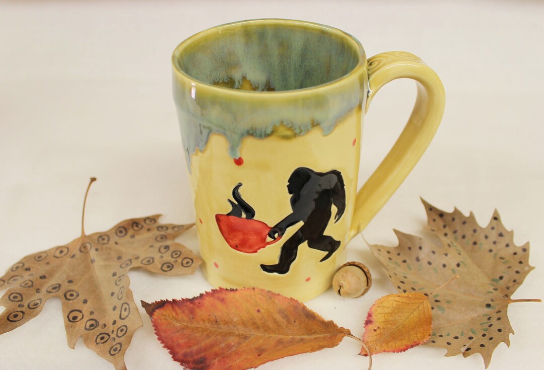 Big Foot With Big Coffee Ceramic Mug in Beige, Handmade Stoneware ...