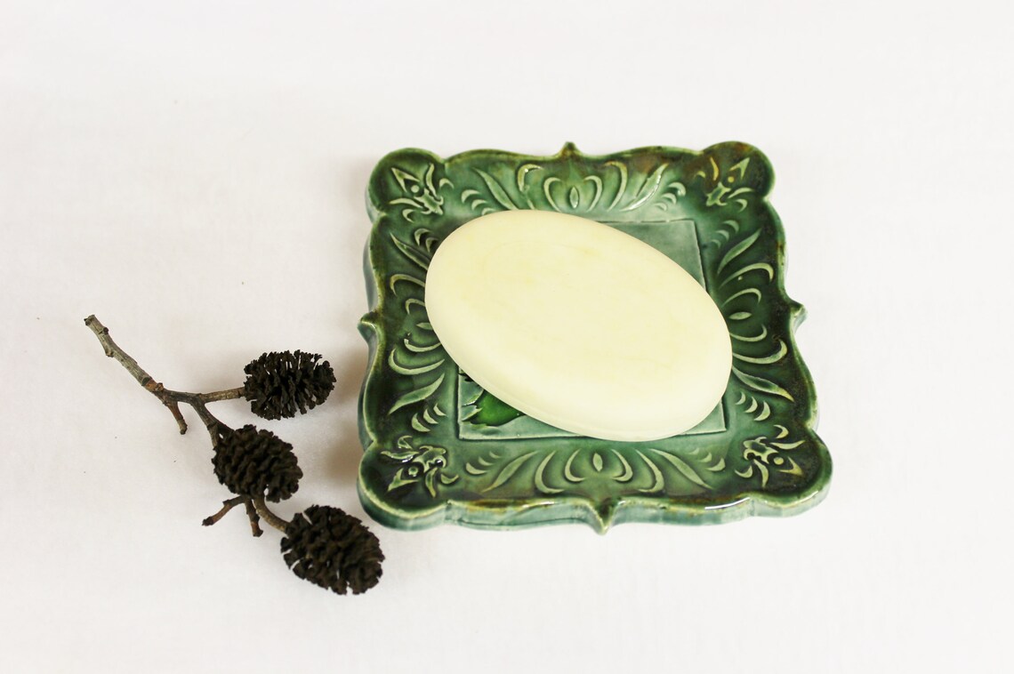 Pine Tree With Hawk Stoneware Spoon Rest Ring Holder Tapas | Etsy