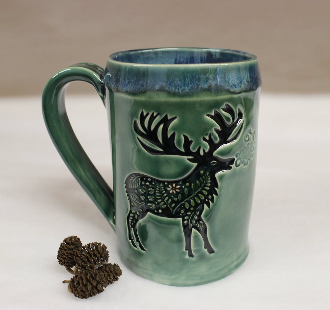 Handmade Stoneware Elk Mug, (second) Nordic Forest Ceramic Pottery - Etsy