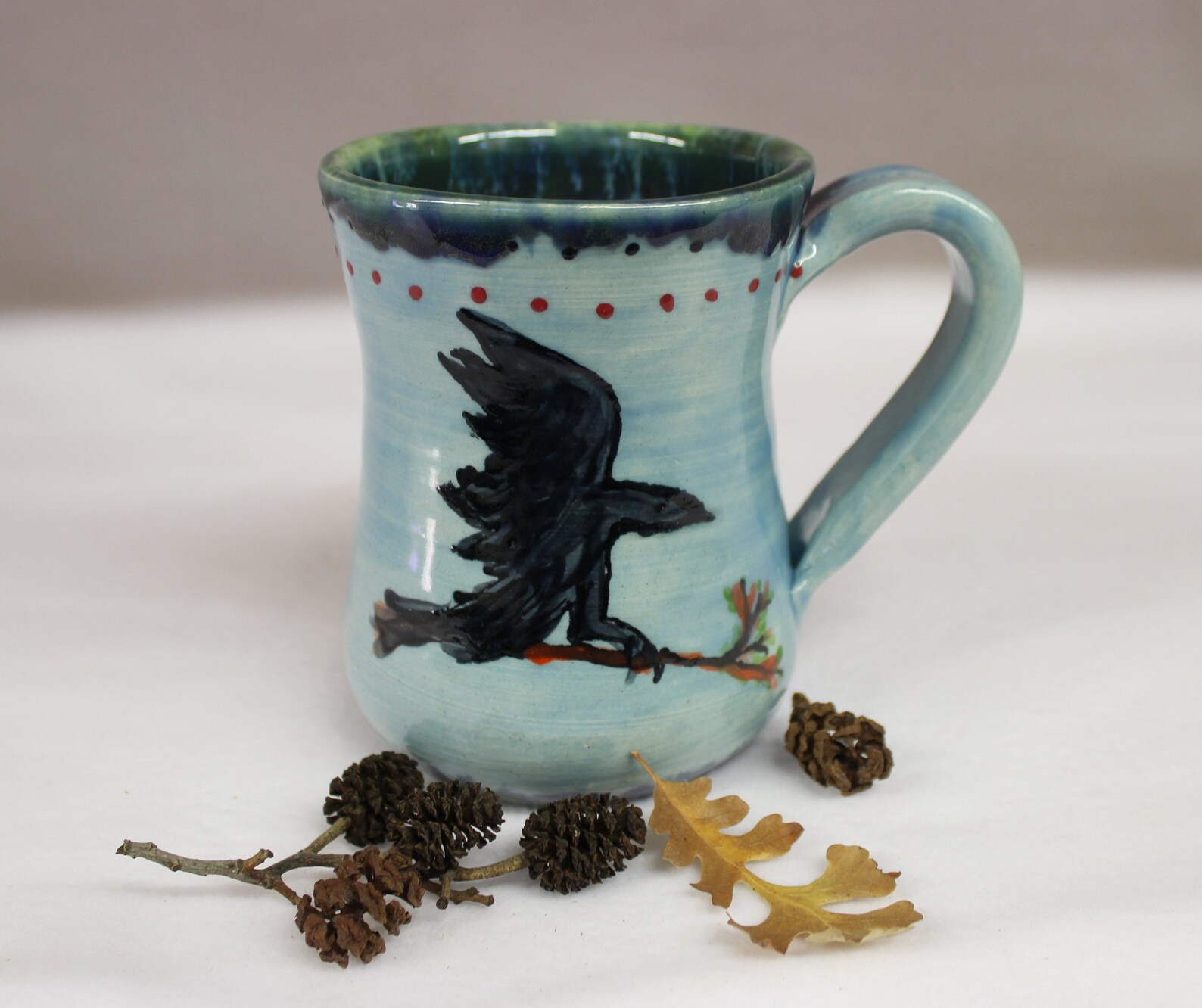 Raven on a Branch Extra Large Ceramic Mug Handmade Stoneware | Etsy
