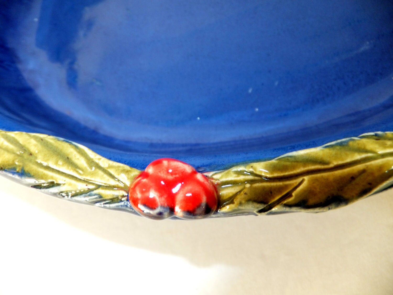 Large Indigo Blue Oval Casserole Pan With Leaves and Berries | Etsy