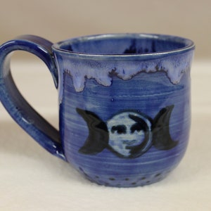Man in the Moon Cobalt Blue Coffee Mug, Celestial Stoneware Mug - Etsy