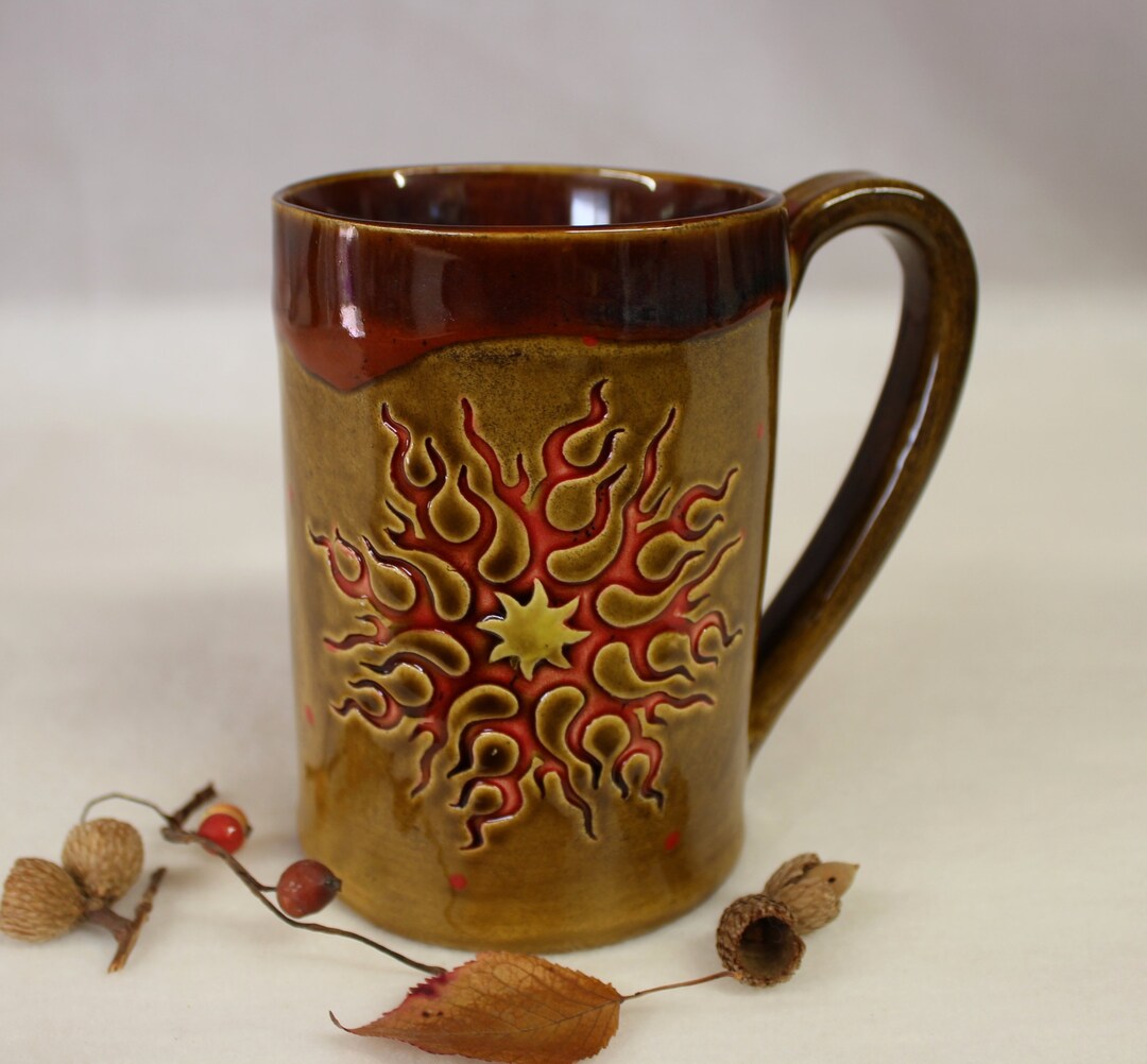 Fierce Hot Cosmic Sunburst Ceramic Coffee Mug, Handmade Stoneware ...