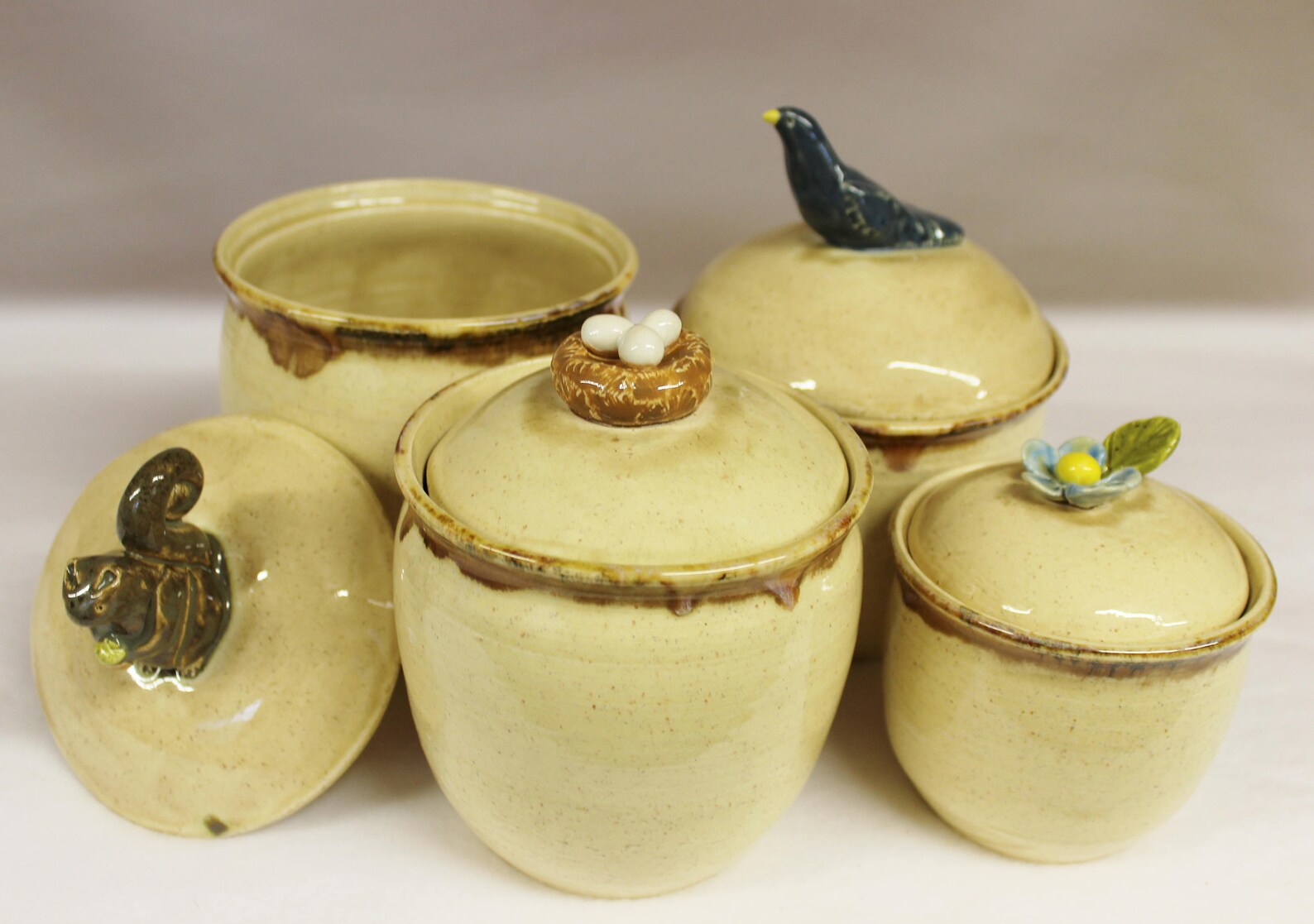 Canister Set With Brown Squirrel, Blue Bird, Nest ,and Flower - Etsy