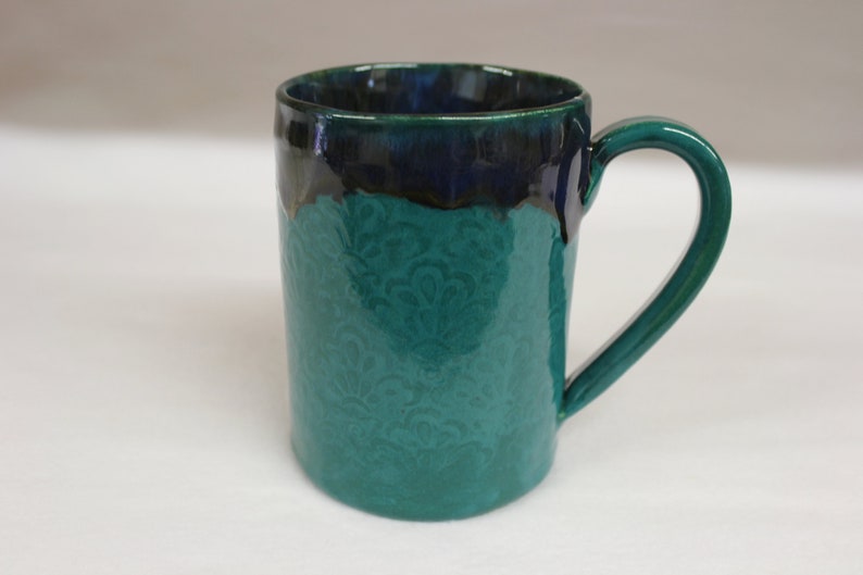 Extra Large Teal Lace Coffee Mug | Etsy