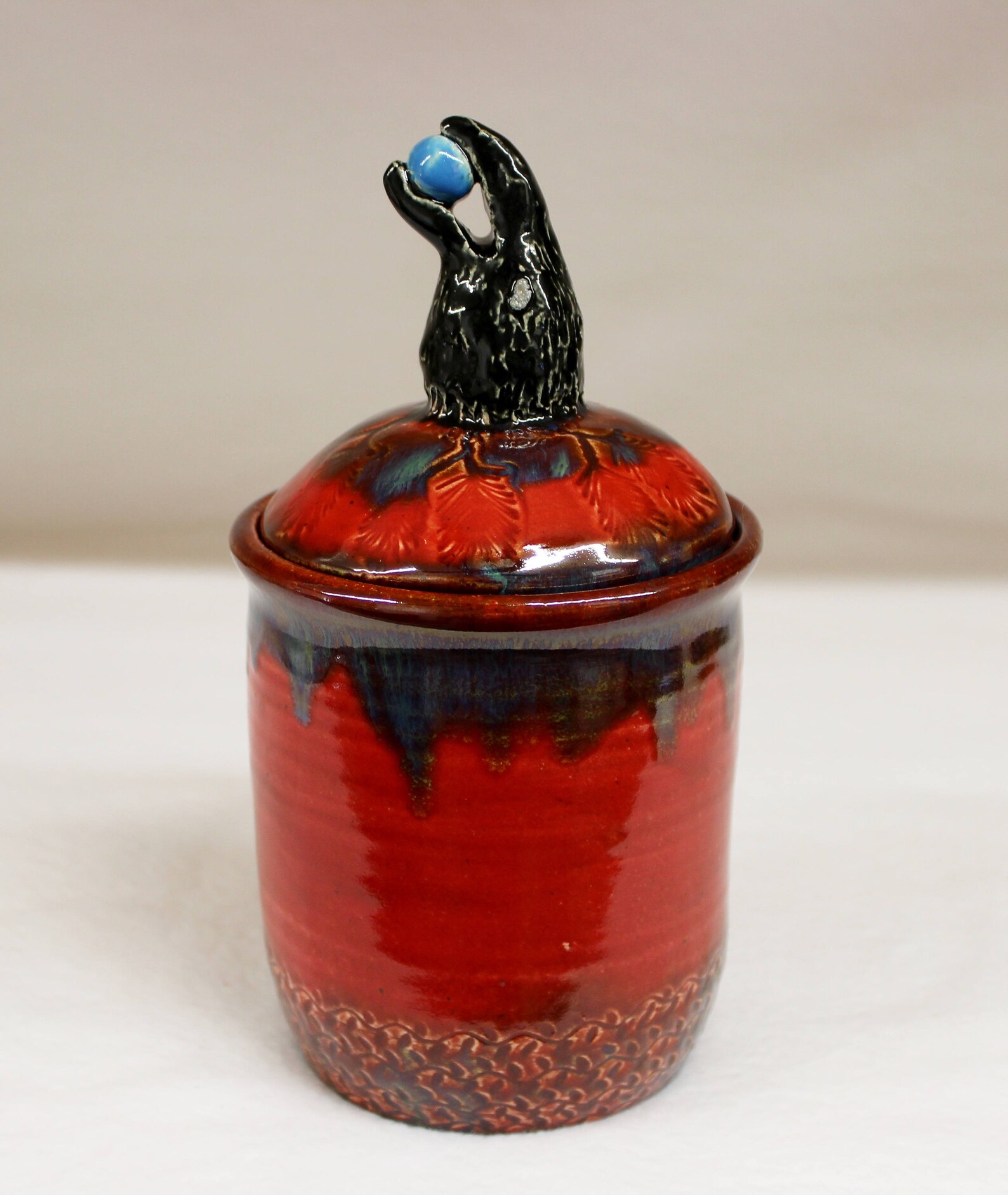 Red Fire Raven Bringing Hope Jar With Lake County Diamond Crow Eyes - Etsy