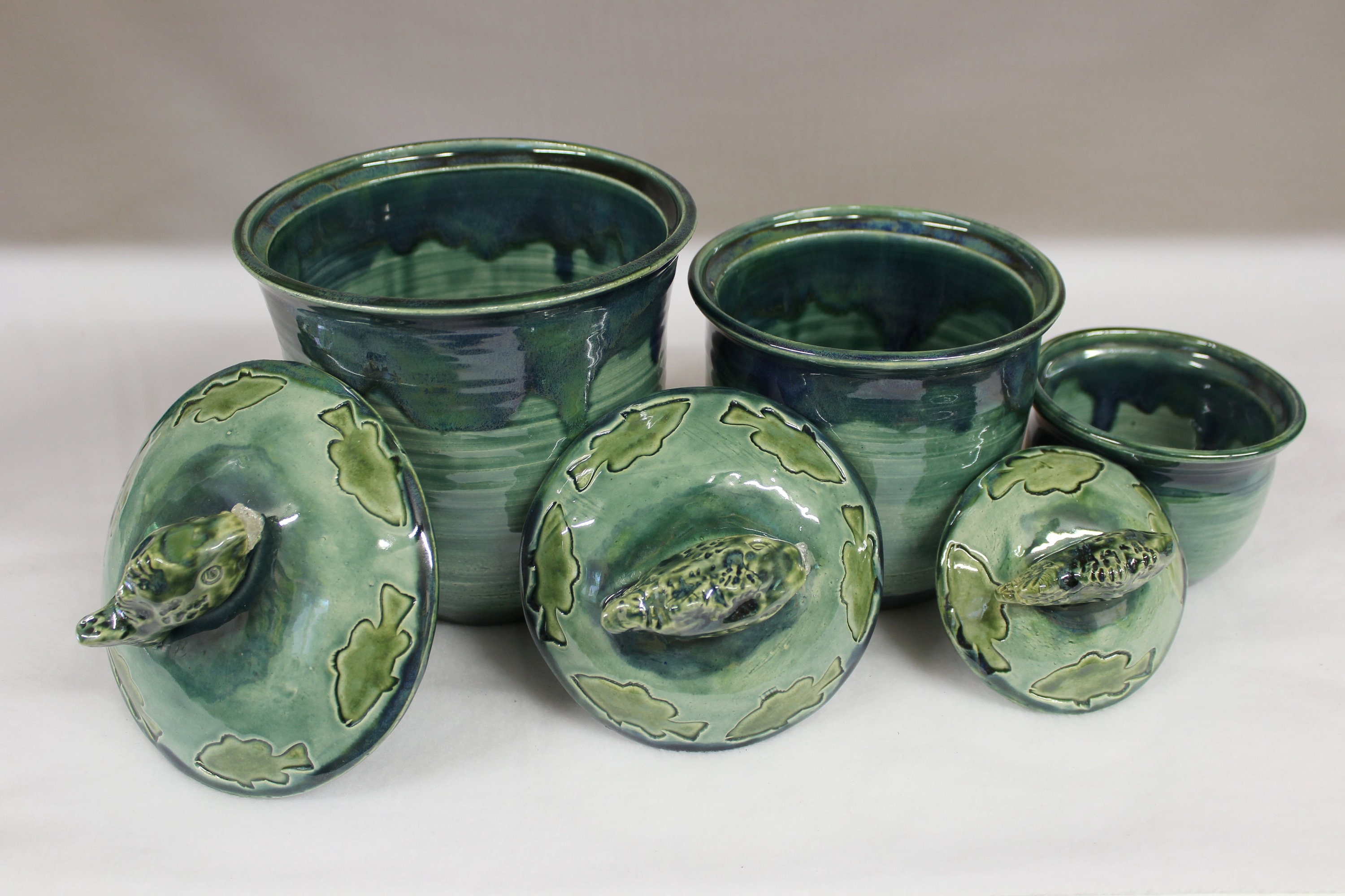 Bass Lake Fish Canister Set With Fish Knobs and Lake County Diamonds - Etsy