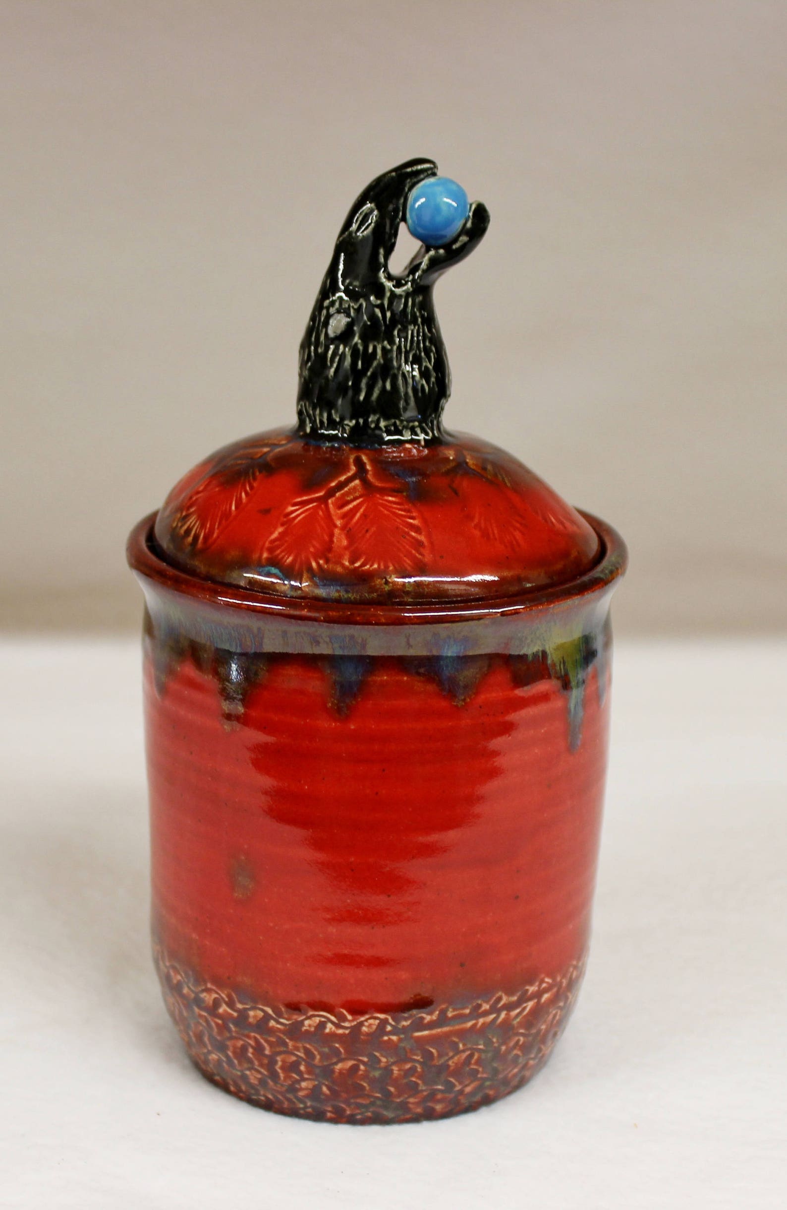 Red Fire Raven Bringing Hope Jar With Lake County Diamond Crow Eyes - Etsy