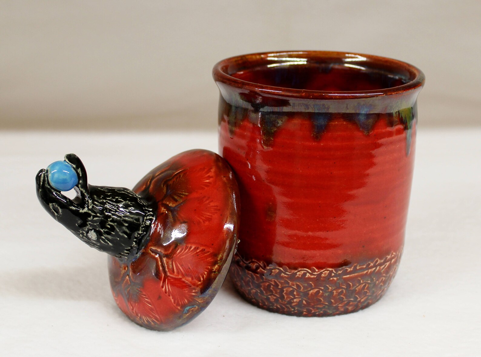 Red Fire Raven Bringing Hope Jar With Lake County Diamond Crow Eyes - Etsy