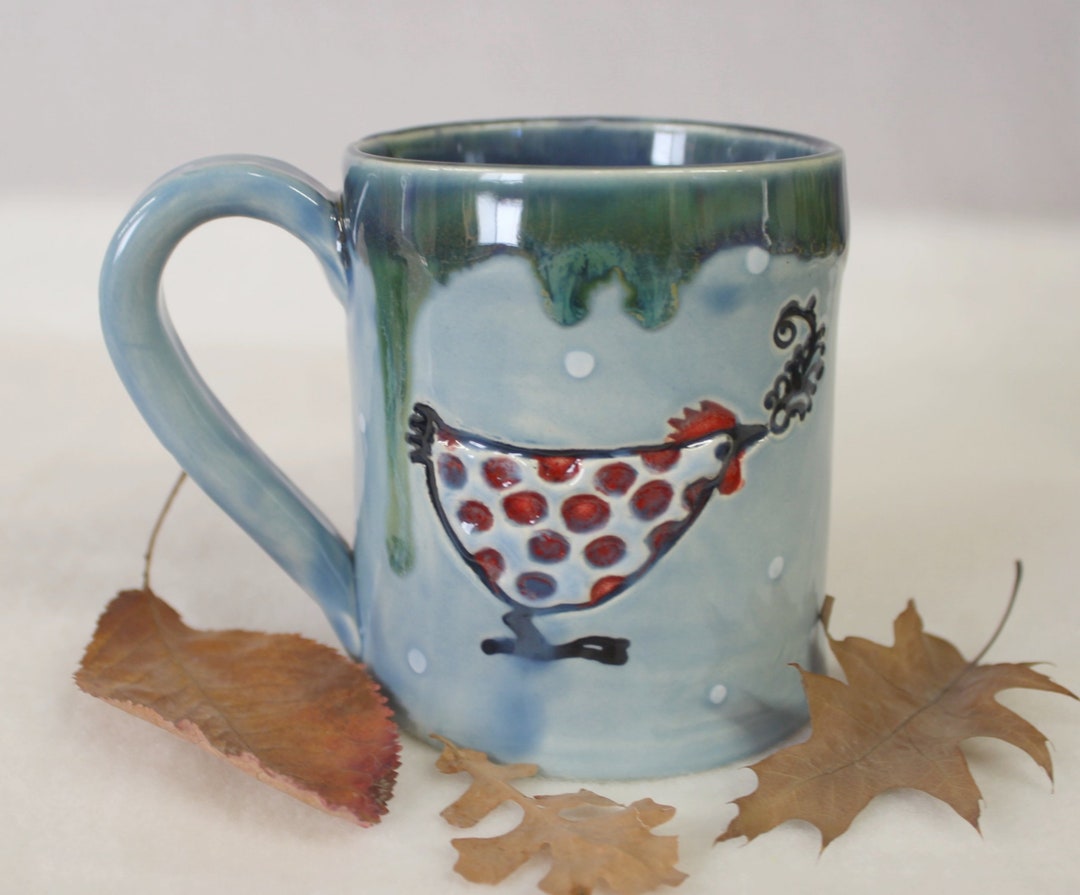 Singing Spotted Chicken Ceramic Mug Stoneware Pottery Tea Mug - Etsy