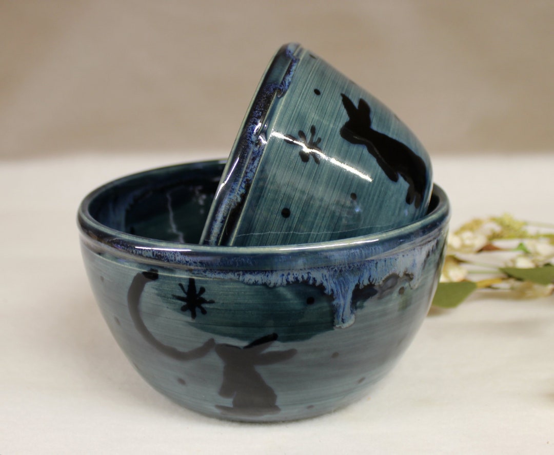 Starry Night Little Rabbit Ceramic Bowl Set Handmade Ceramic - Etsy