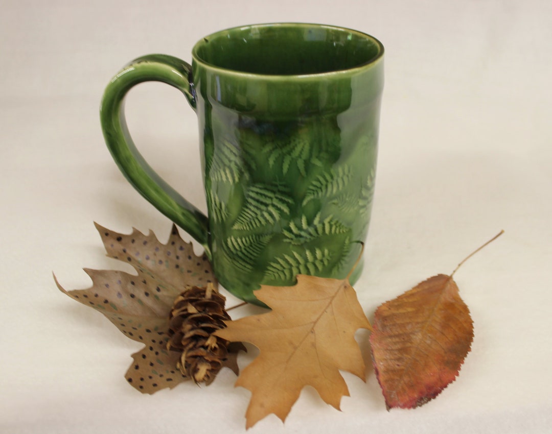 Fern Forest Ceramic Mug, Extra Large Stoneware Coffee Mug - SALE Priced ...