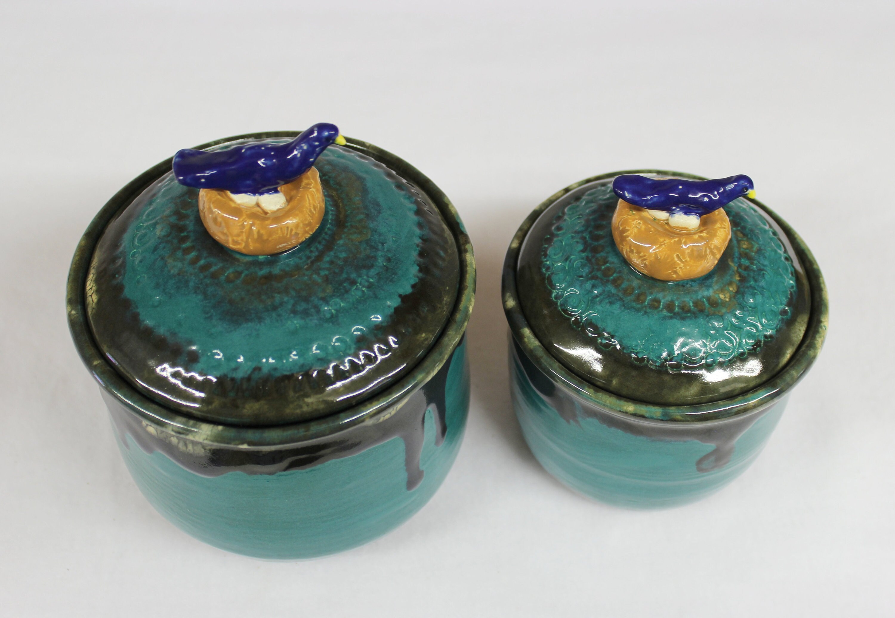 Blue Bird Kitchen Canister Set Jade Handmade Pottery Coffee | Etsy