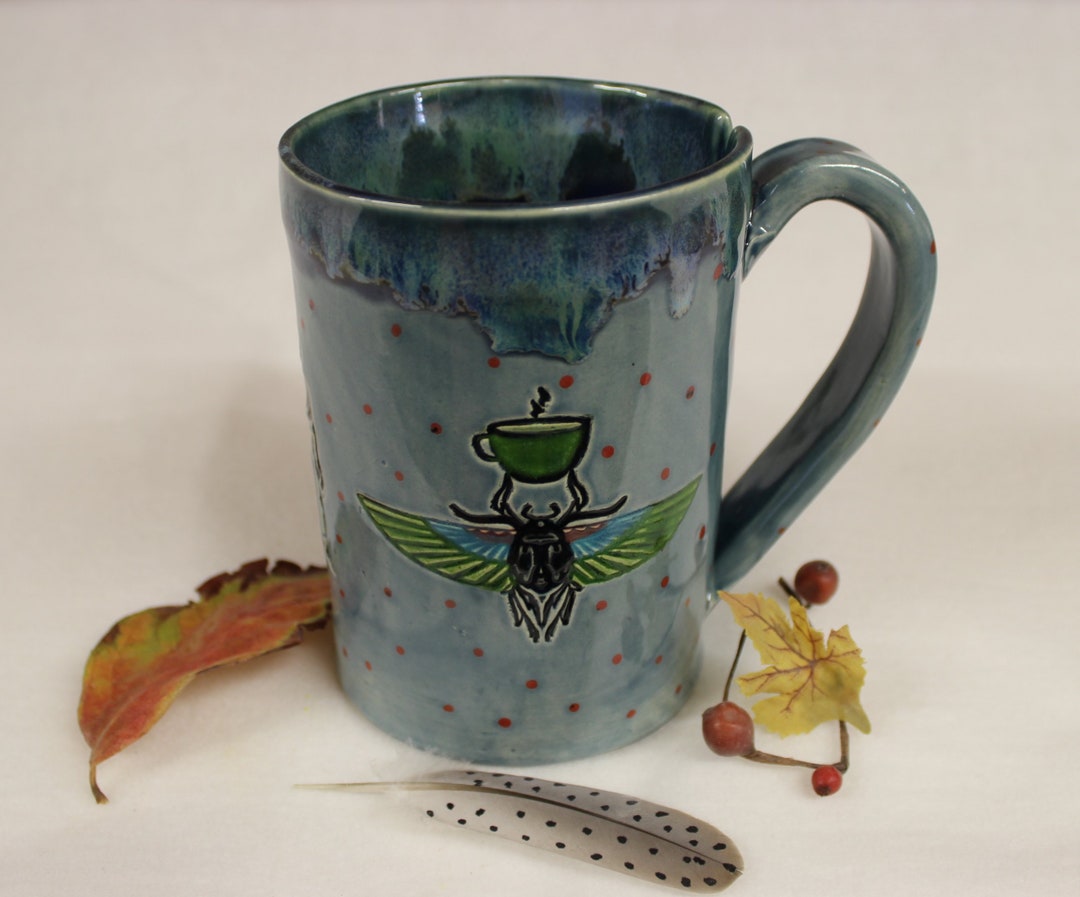 Resurrection Coffee Egyptian Scarab Ceramic Tea Mug Handmade - Etsy