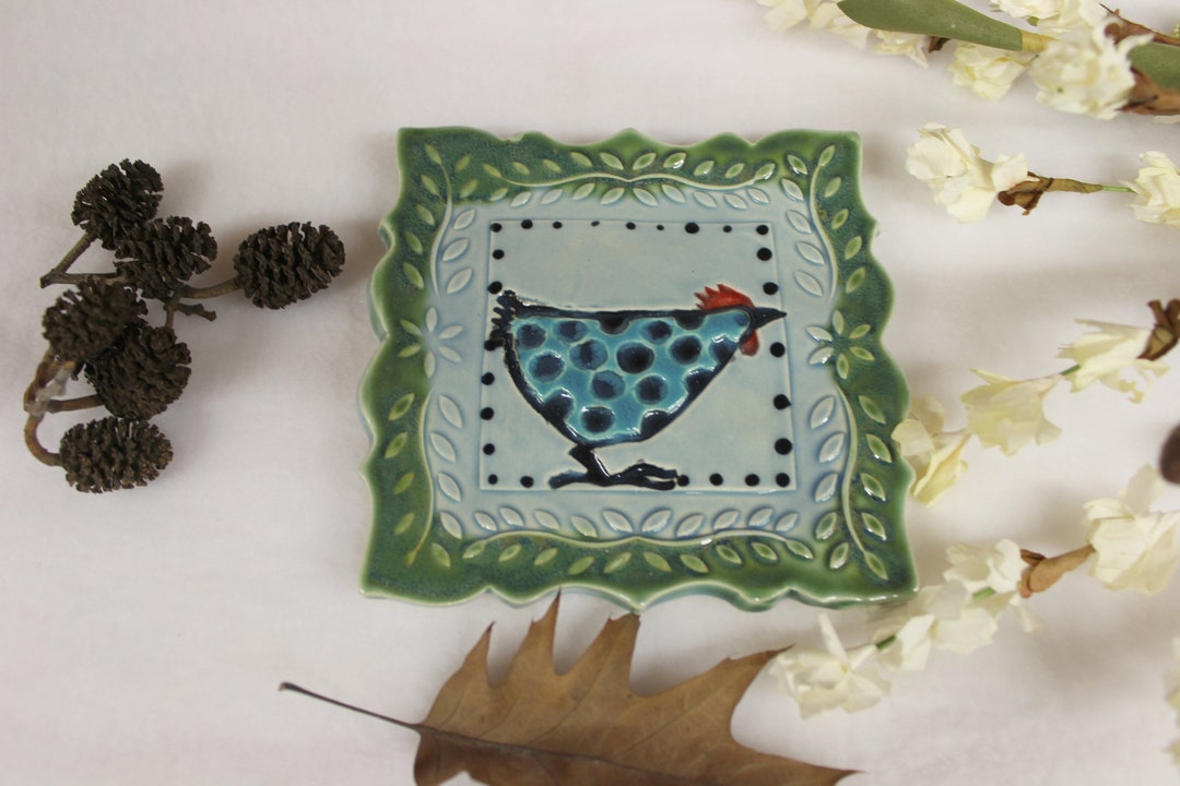 Blue Spotted Chicken Spoon Rest, Ring Dish, Soap Dish - Etsy
