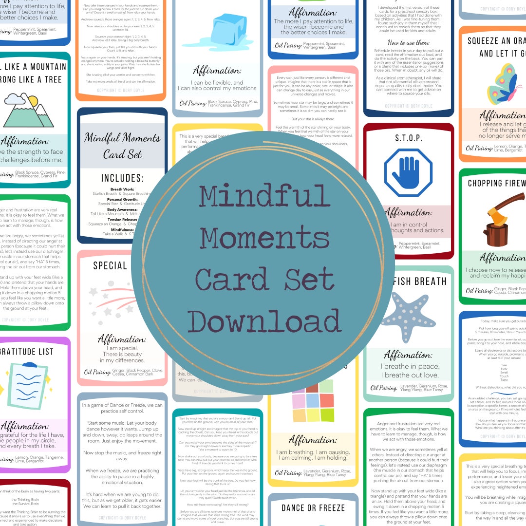 Mindfulness Card Set Printable | Affirmation Cards | Essential Oil ...