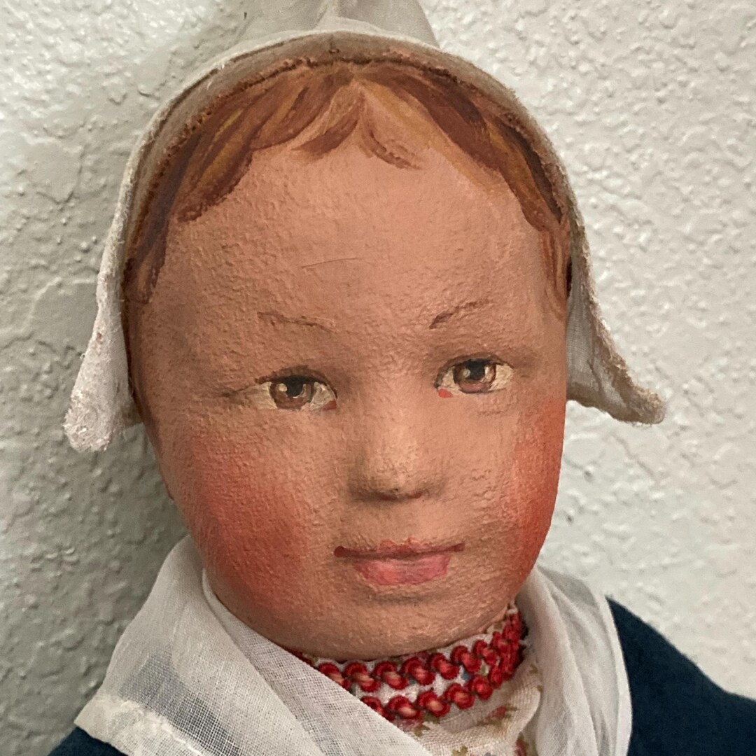 Super Rare Early Bing Doll, Girl in Dutch Dress, 1920s. Felt Body (as ...