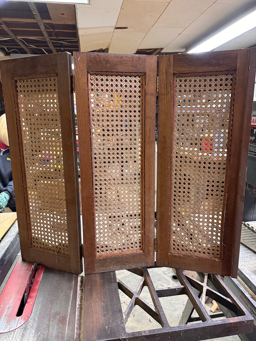 Antique Rattan Cane Trifold Shutters - Etsy
