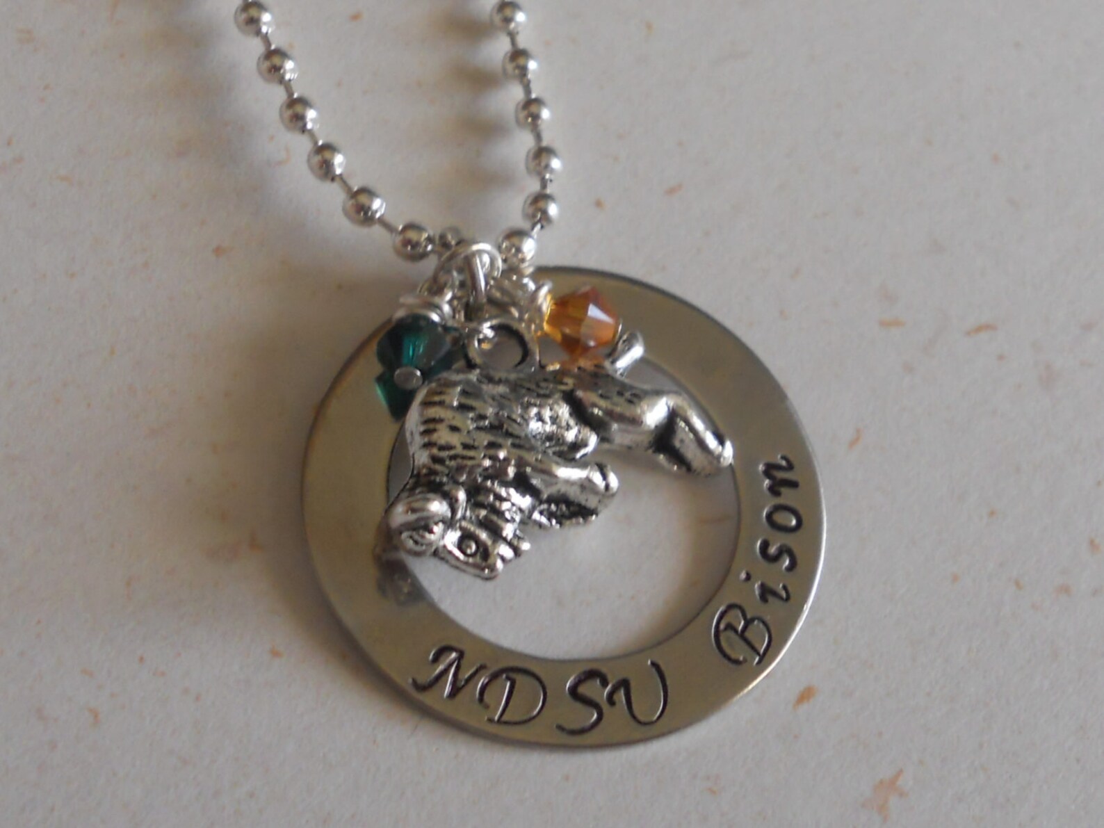 NDSU Bison Hand Stamped Washer Necklace - Etsy
