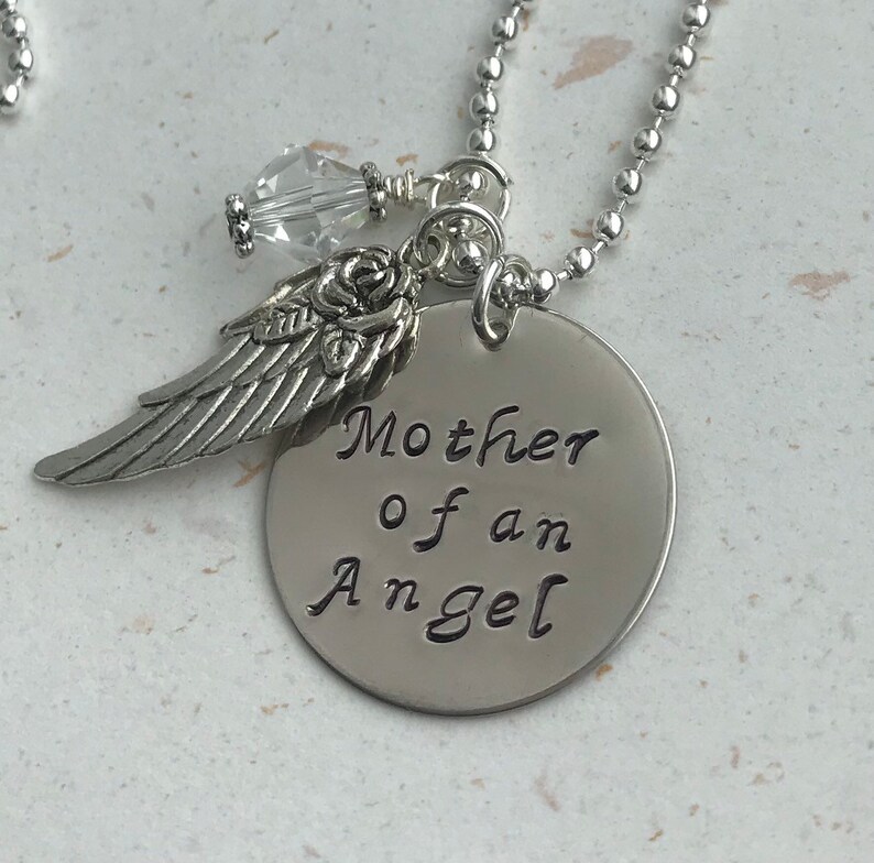 Custom Stamped mother of an Angel Necklace - Etsy