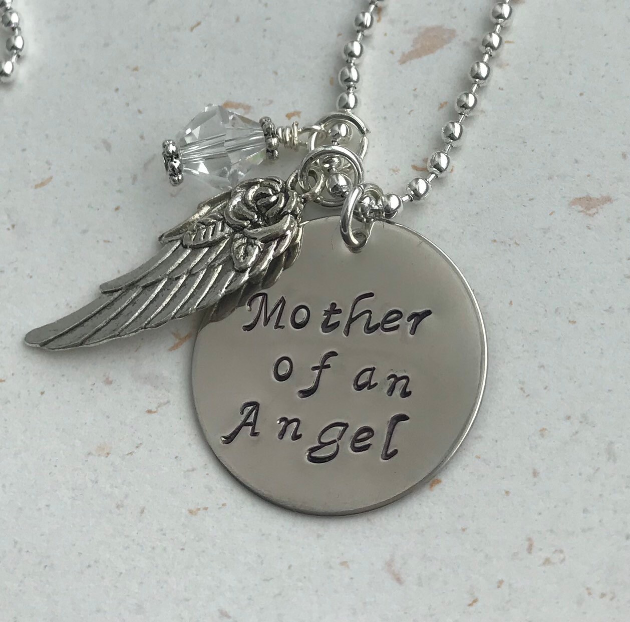 Custom Stamped Mother of an Angel Necklace | Etsy