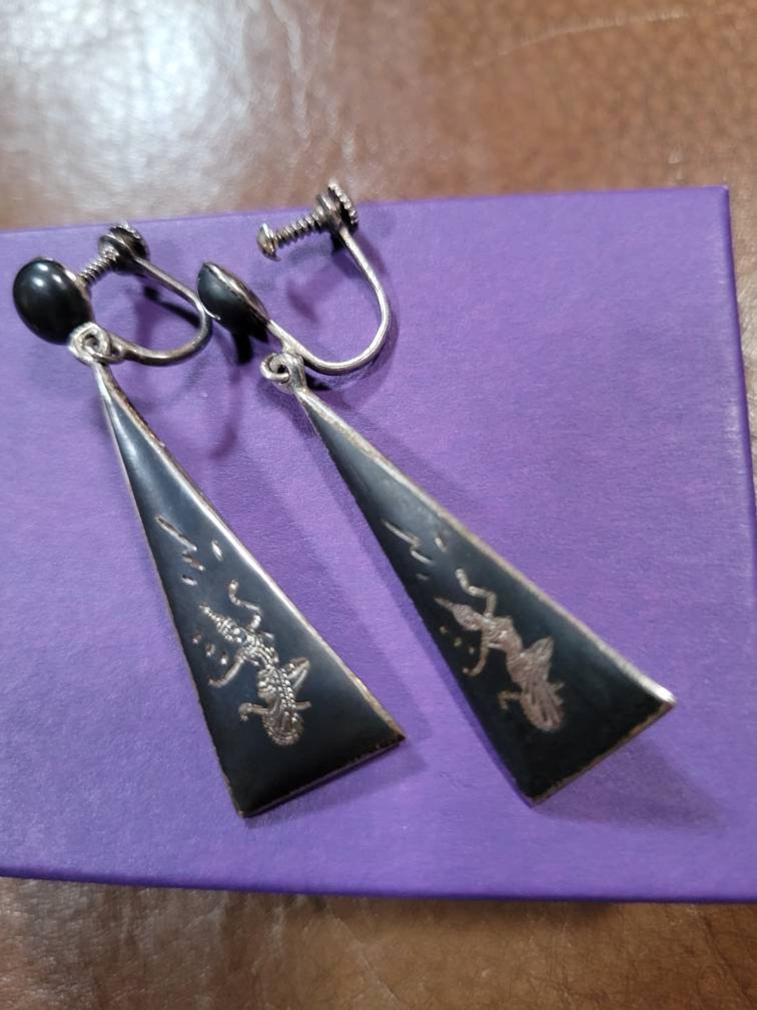 Vintage 1940s Siam Sterling Pendant and Earring Set - Etsy