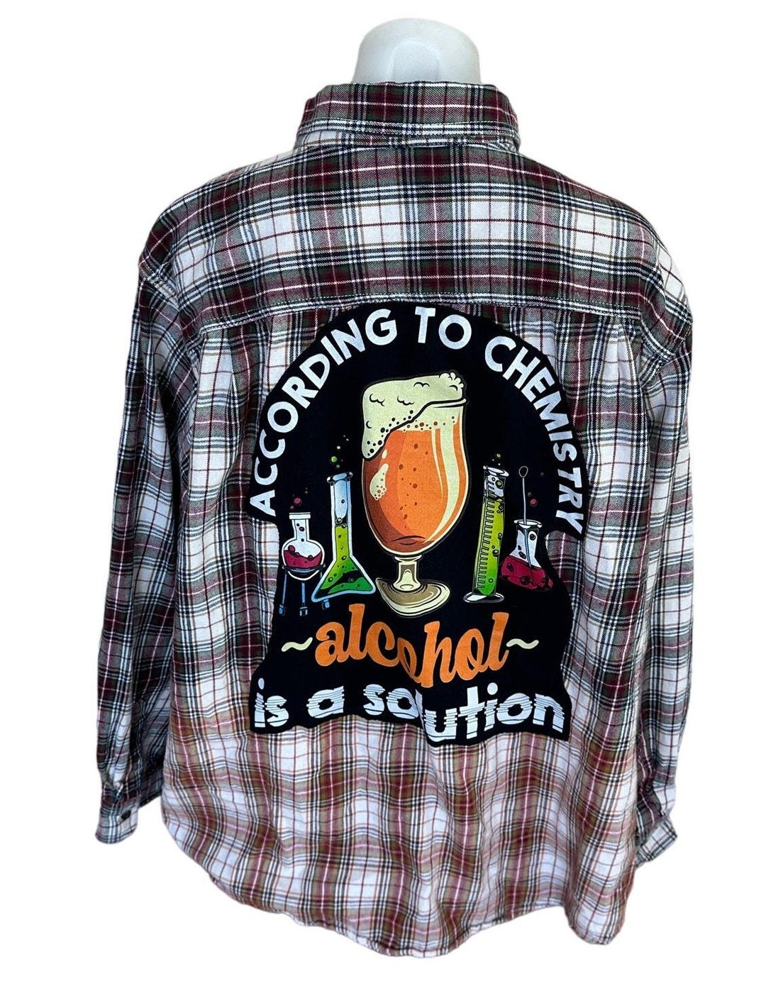 Drinking Solution Plaid Flannel Shirt 3XL Oversize Unique Upcycled ...