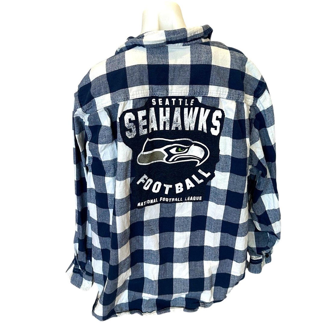 Seattle Seahawks Flannel Plaid Shirt Football 3XL Oversize Unique Blue ...