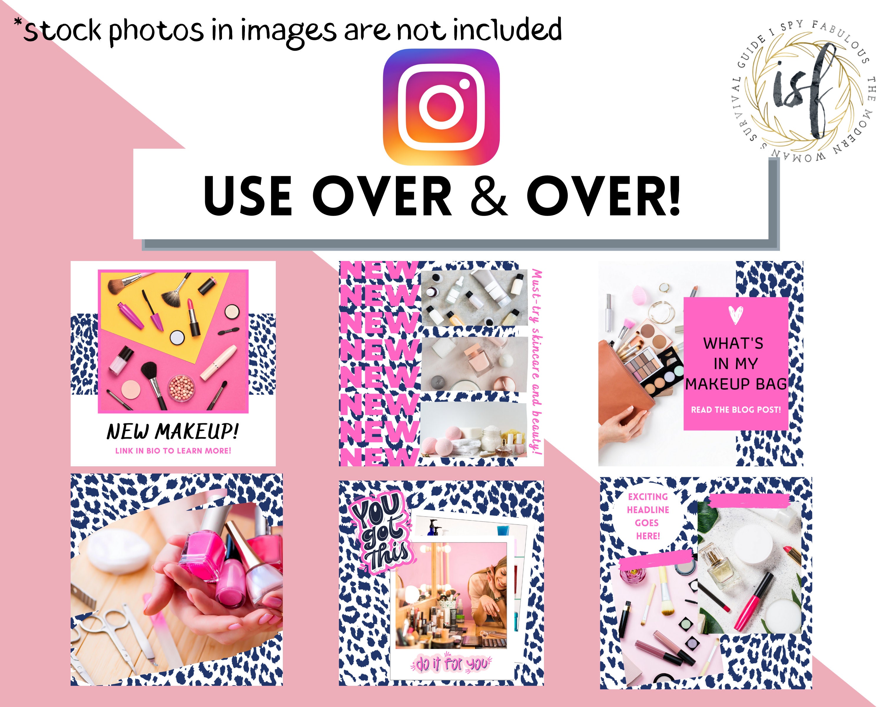 Birdie: 20 Blue Leopard Instagram Post Templates, Canva Instagram ...