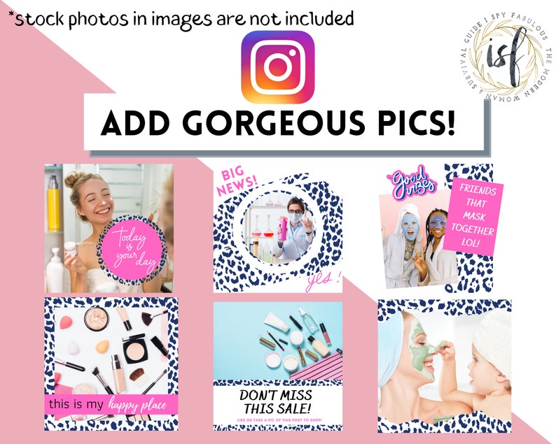 Birdie: 20 Blue Leopard Instagram Post Templates, Canva Instagram ...