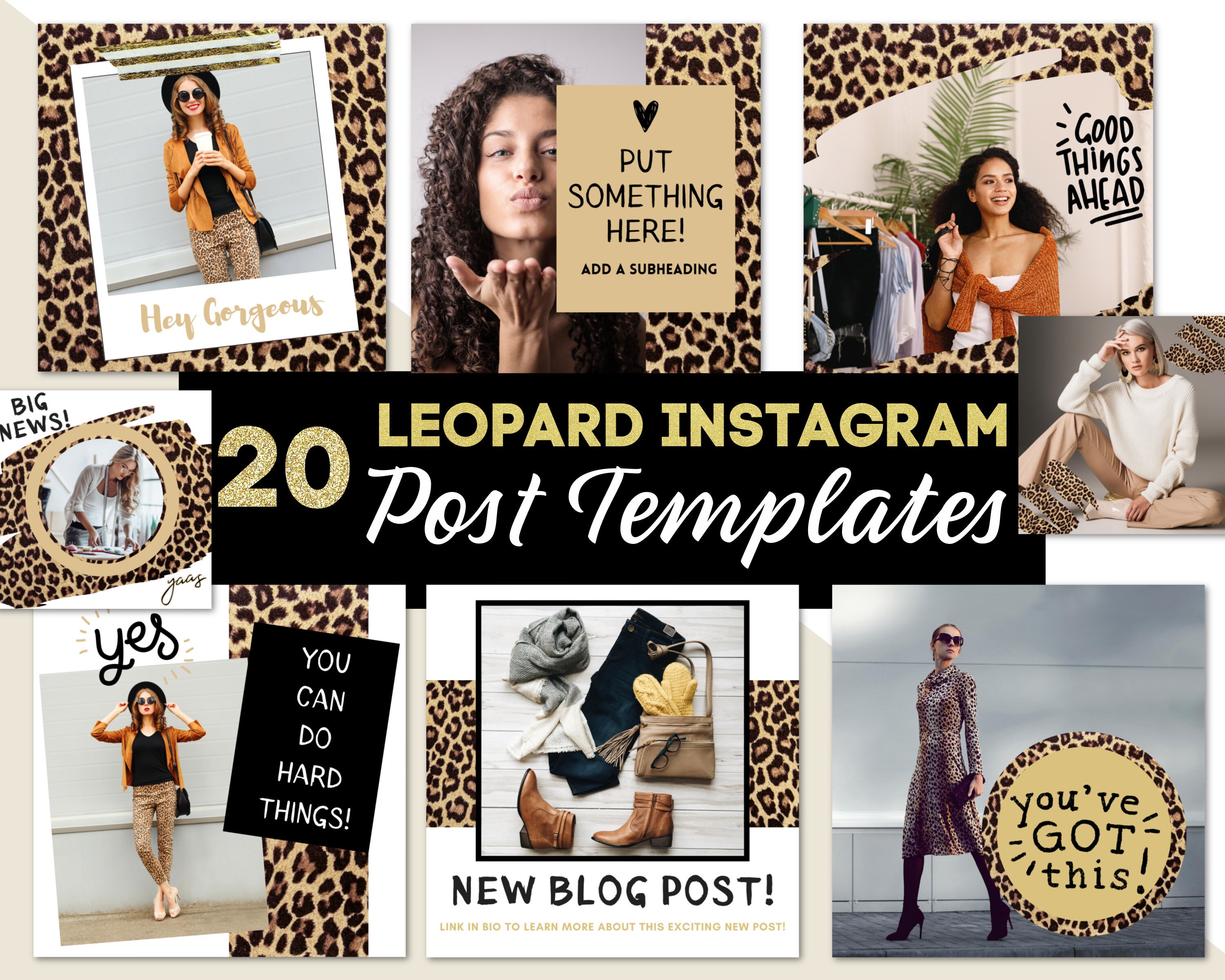 Kat: 20 Leopard Instagram Post Templates, Canva Instagram Templates ...