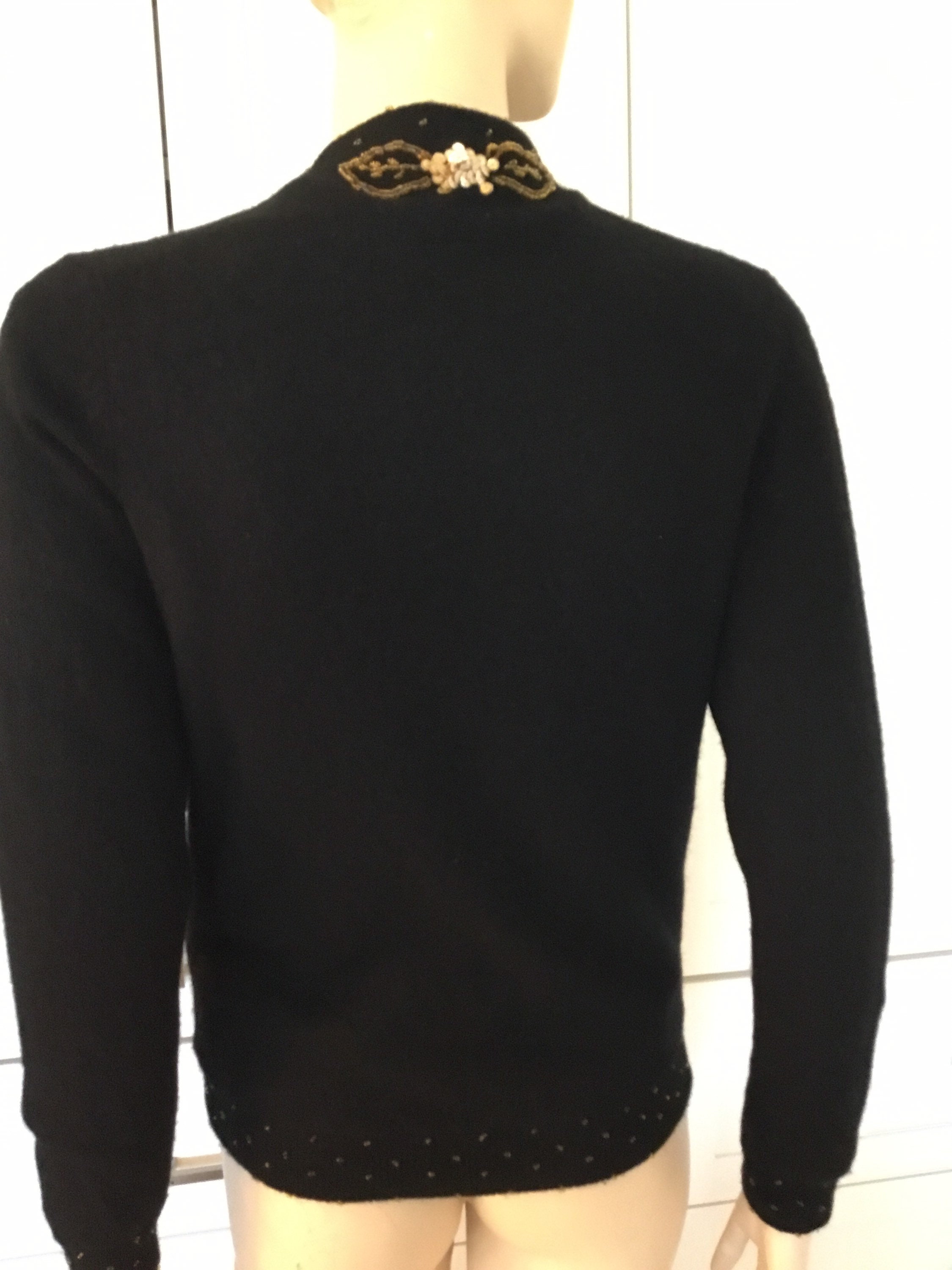 1950s Style Black and Gold Sweater Vintage Beaded Sweater - Etsy