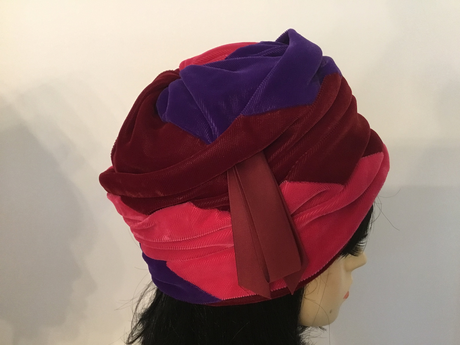 1960s Turban Hat, Velvet Multi Colored Turban 60s Style, Midcentury ...