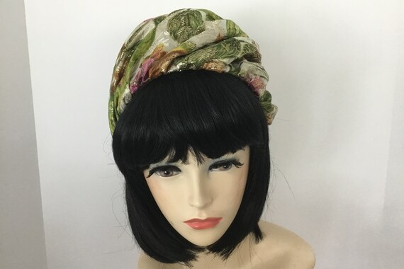 1960s pillbox hat, brocade midcentury hat, 60s Jackie… - Gem