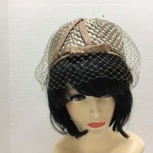 A 1960s Pillbox, Midcentury Hat, Beige Pillbox Style Hat, Cellophane ...