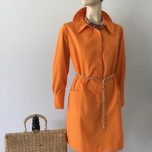1970’s Shirt Dress, Mod 70s Dress, Orange70’s Dress, Midcentury Dress ...