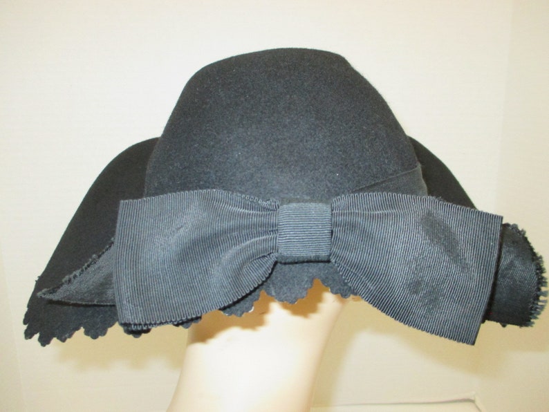 1960s Ladies Black Hat, Midcentury Hat, Wide Brim Hat, Unique Black Hat ...
