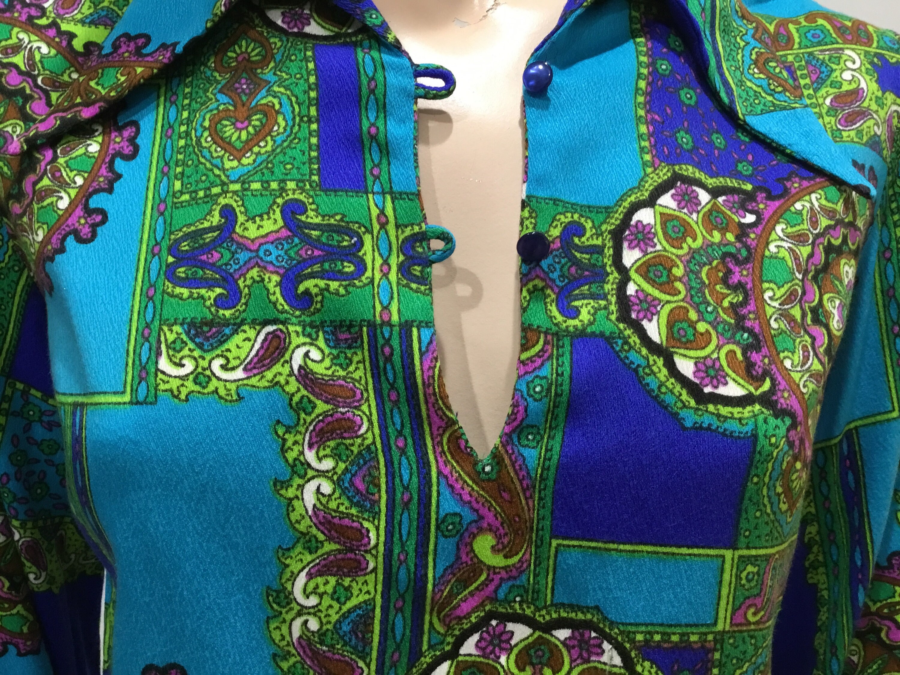60s-70s Psychedelic Print, Paisley Blouse, by Mardi Modes, NY, 70s ...