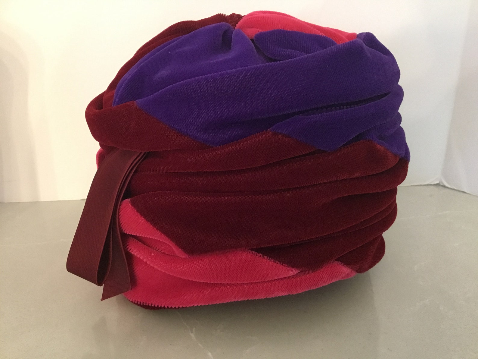 1960s Turban Hat, Velvet Multi Colored Turban 60s Style, Midcentury ...