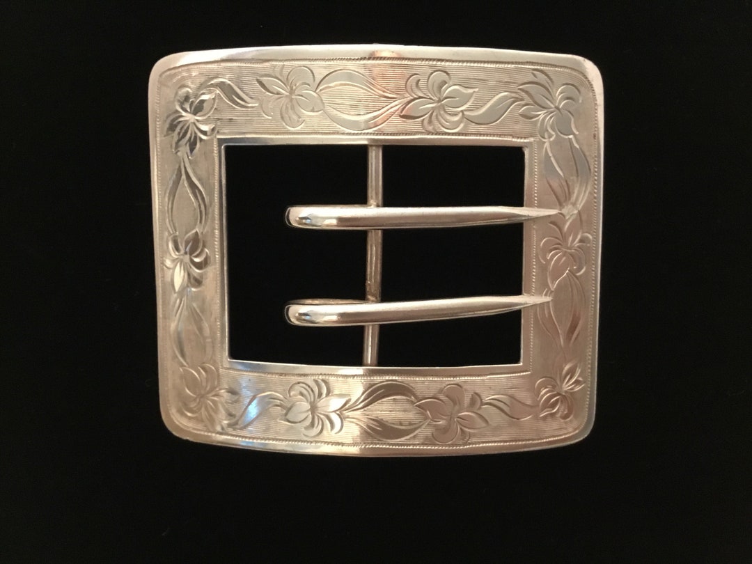 Victorian Sterling Silver Sash/belt Buckle Hand Engraved Signed, Art ...