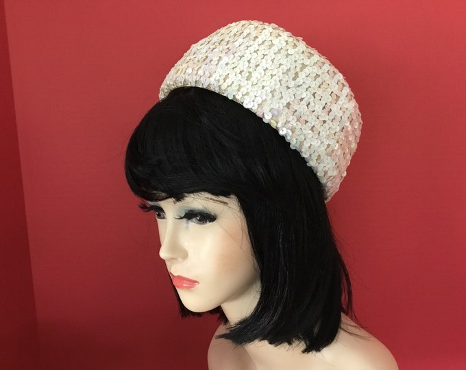 1960s Pillboxhat, Jackie Kennedy Style Pillbox Hat, Sequined 60s Pillbox Hat, Midcentury Hat ...