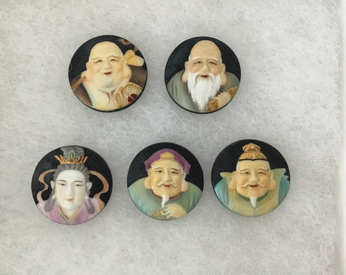 Toshikane Arita Porcelain Buttons, Fortune Figúrale Gods Arita ...