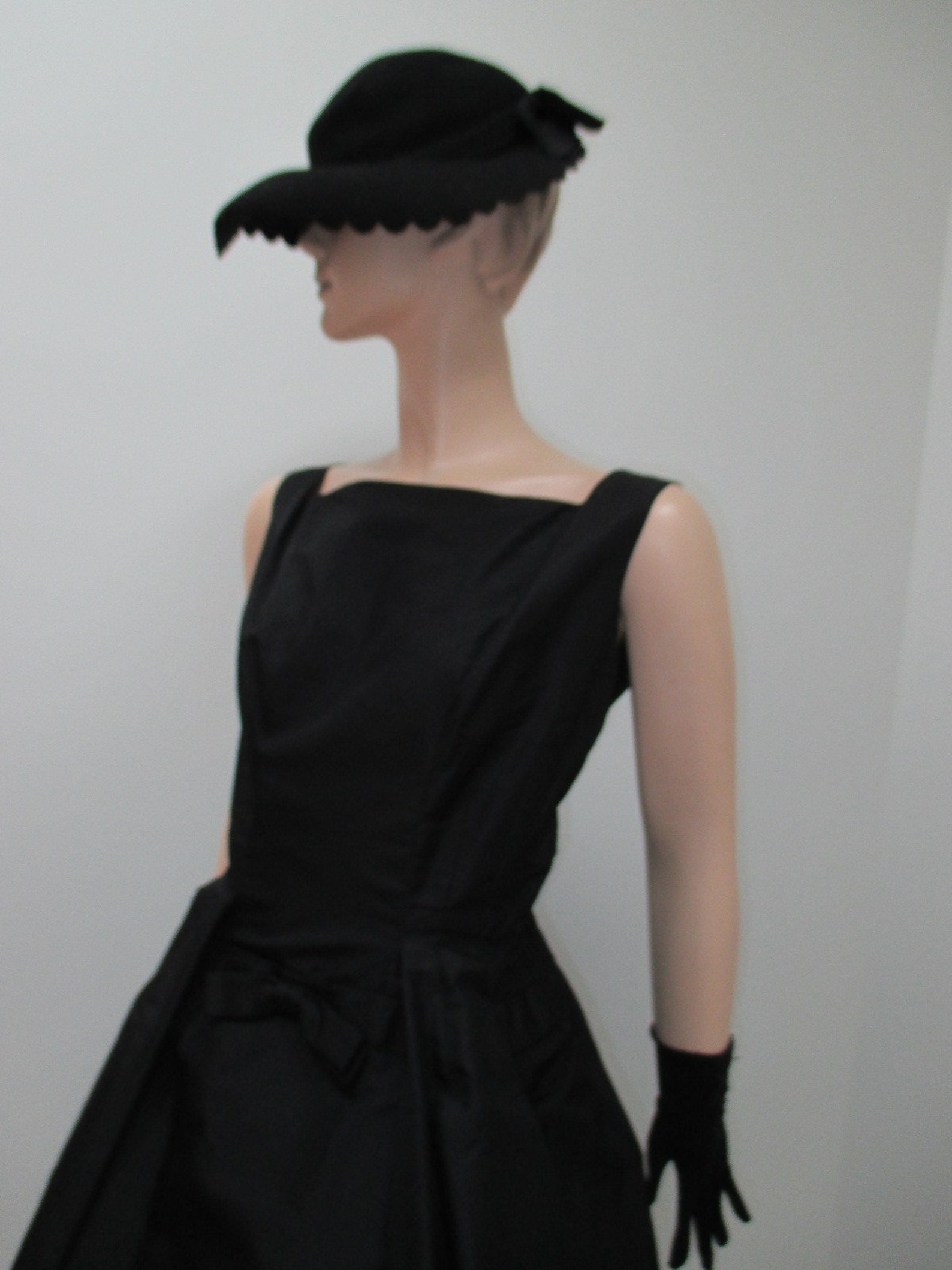 1960s Ladies Black Hat, Midcentury Hat, Wide Brim Hat, Unique Black Hat ...