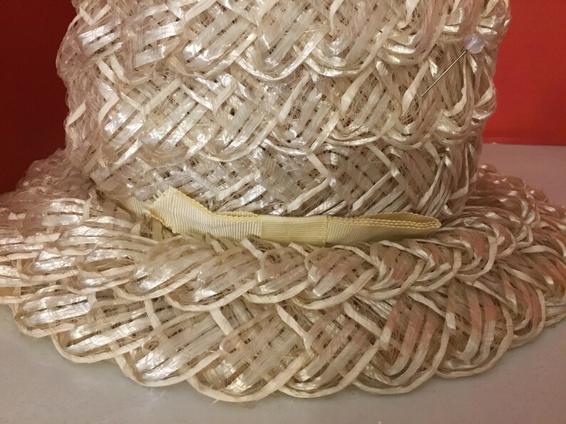 1960’s Ivory Cello Raffia Summer Hat, Wesco Hat, Midcentury Hat, 60s ...