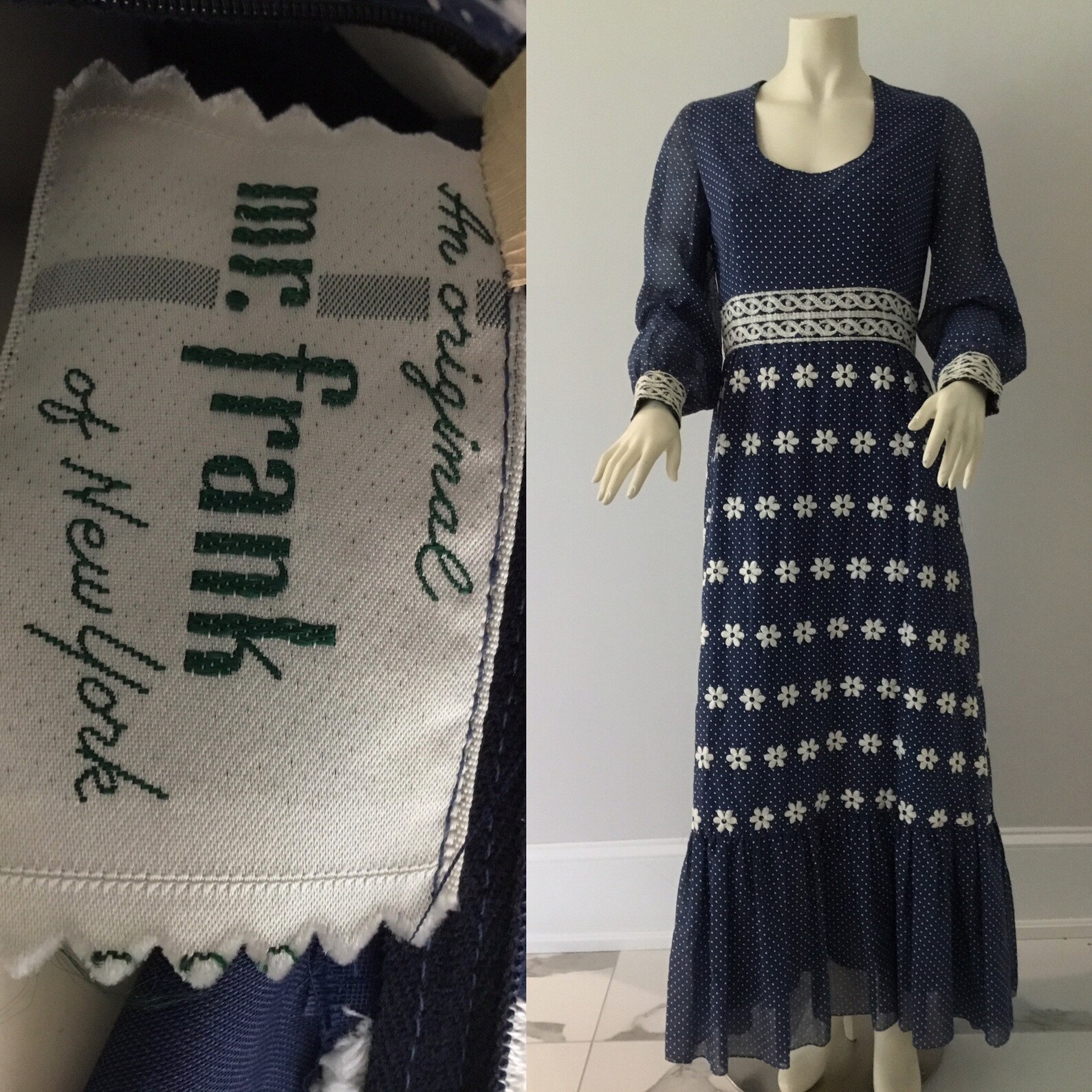 1970s Original Mr. Frank of New York Maxi Dress, Midcentury Prairie ...
