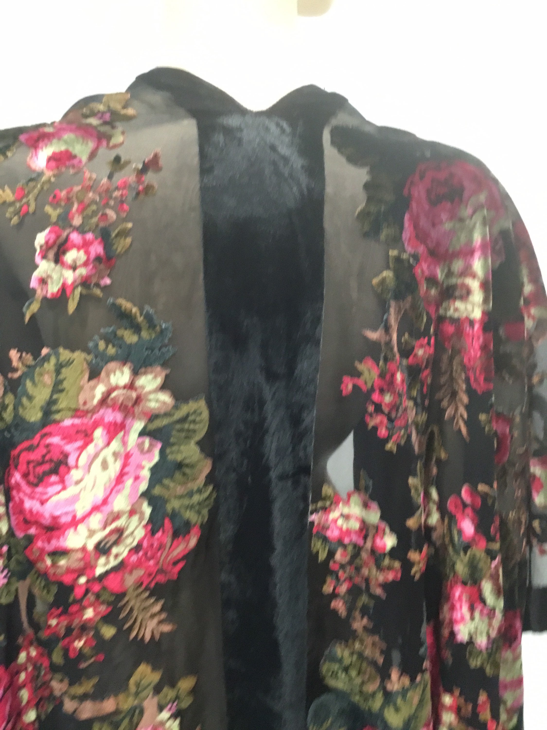 Kimono Style Duster, Burnout Floral Pattern Duster, Hippie Duster, 70s ...